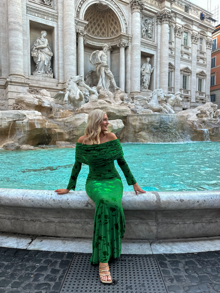 Trevi emerald green maxi dress – azura rose